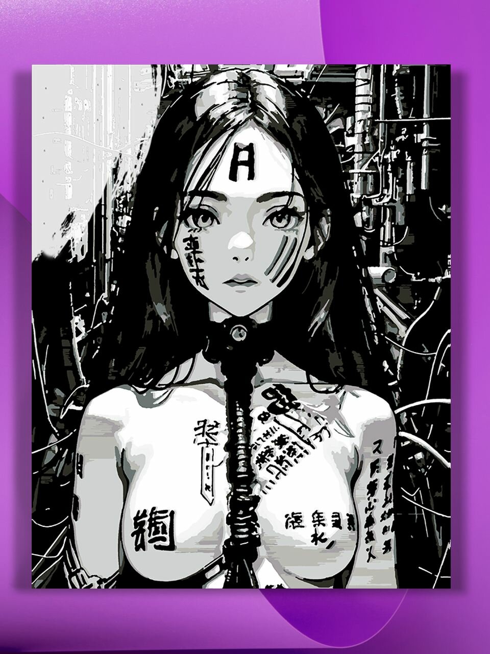 Картина по номерам на холсте Девушка Cyberpunk 3, 40 х 50 см