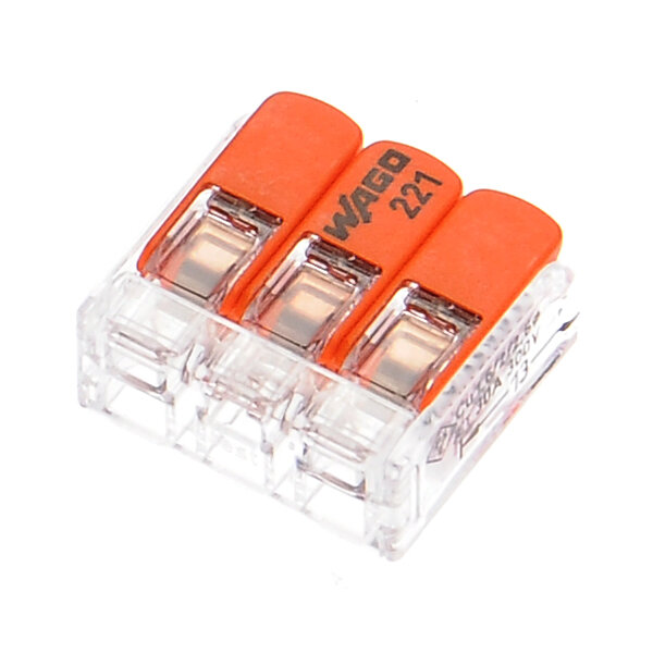 Клемма Wago 221-613 безвинтовой 3х(0,5-6,0) кв. мм для медного провода (30 шт. в комплекте)