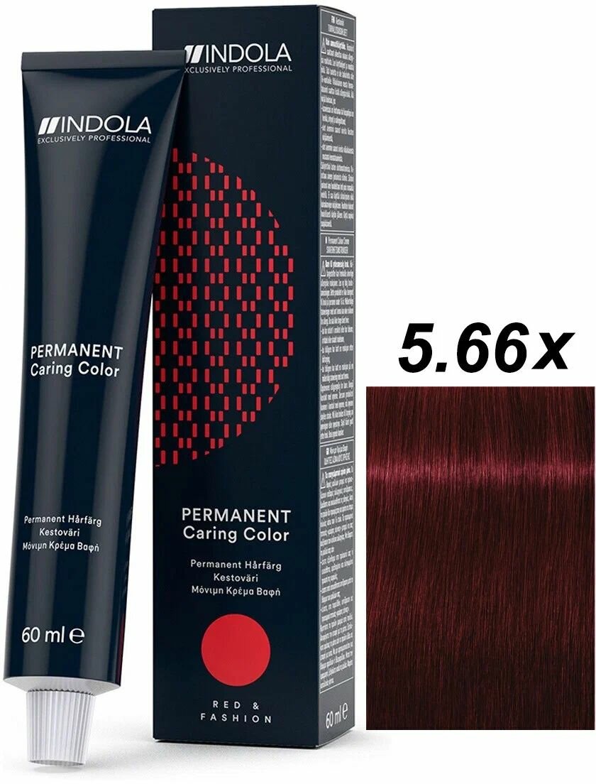 Indola Red and Fashion 5.66x Светлый коричневый красный экстра Стойкая крем-краска для волос 60 мл