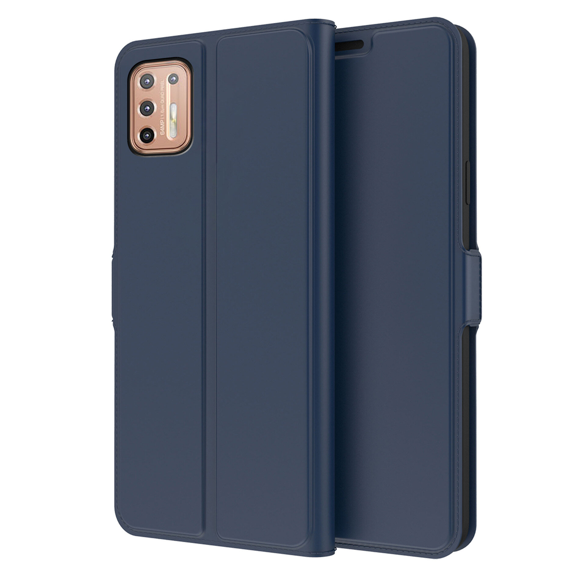 Чехол-книжка Чехол. ру для Moto G9 plus/ Motorola Moto G9 Plus водоотталкивающий с мульти-подставкой на жесткой металлической основе синий