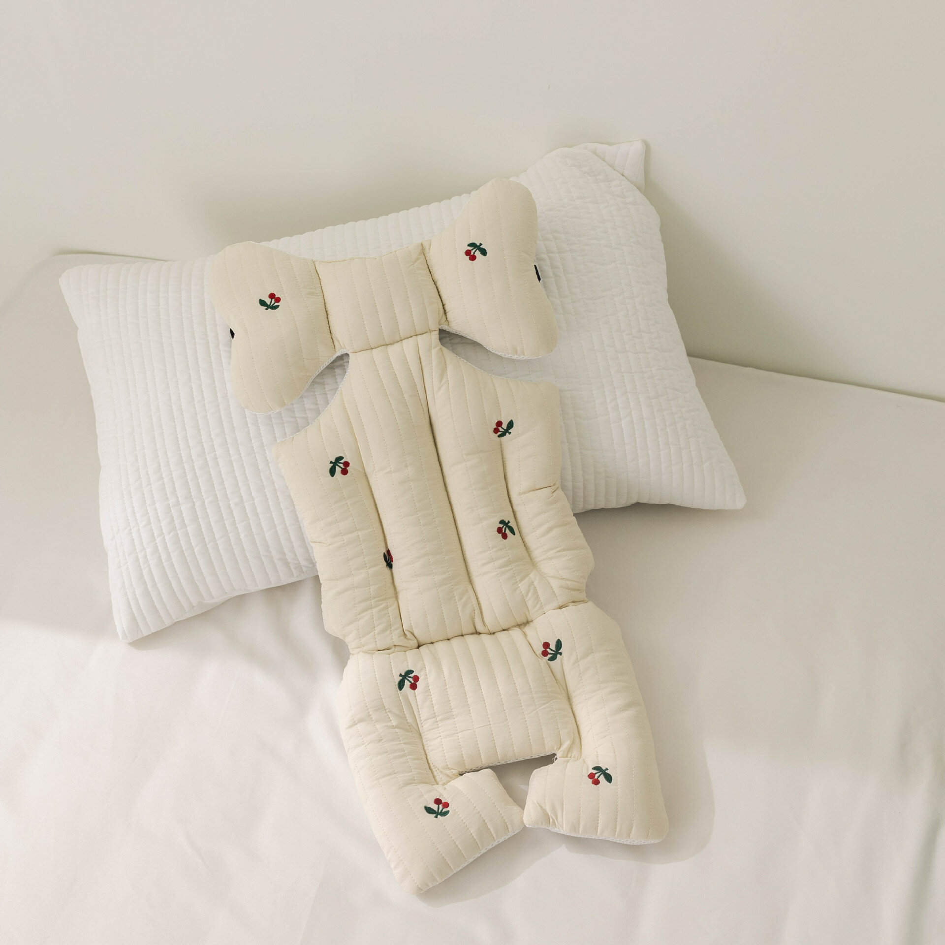 Корейская новая коляска для детей 2025 года с вышитым подушком, утолщенная хлопковая подушка для осени и зимы