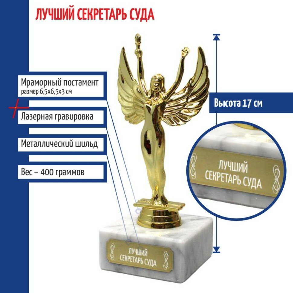 Статуэтка награда Жен. "Лучший секретарь суда" (17 см)