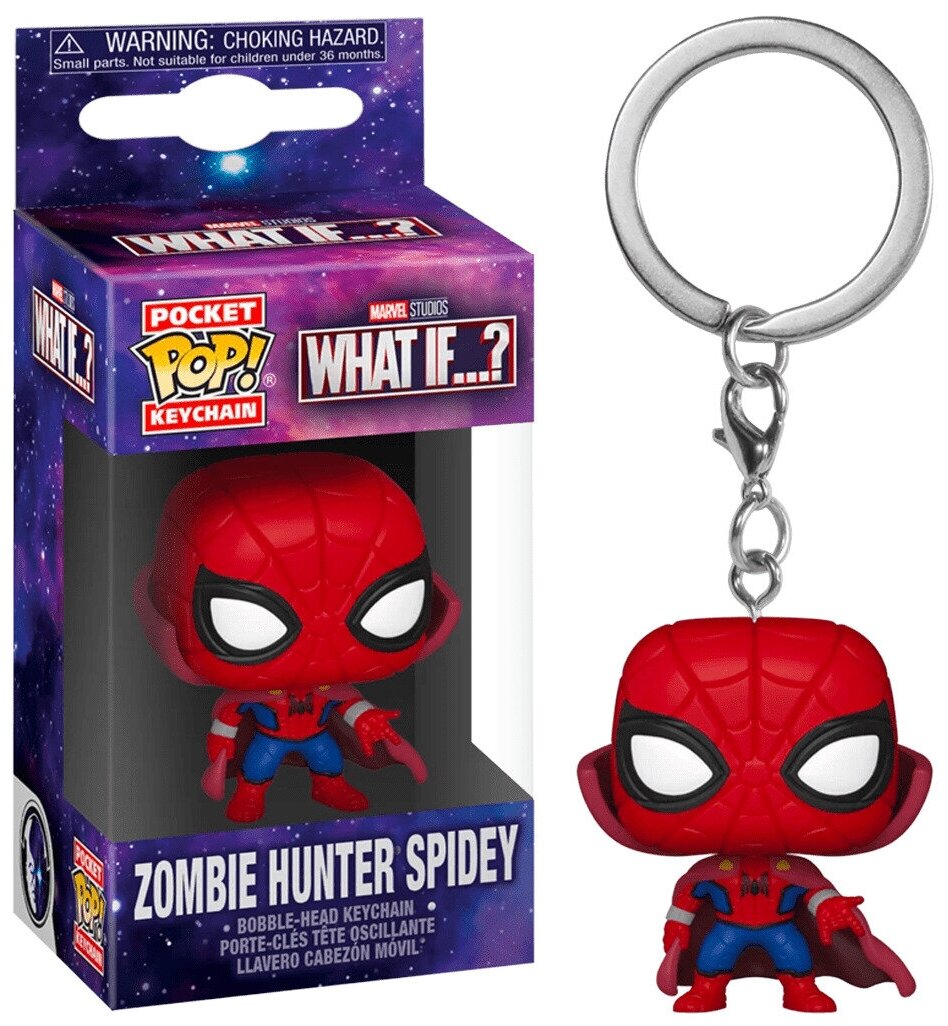 Брелок фигурка Человек-Паук Охотник на Зомби Zombie Hunter Spidey Keychain из мультсериала Что если Марвел