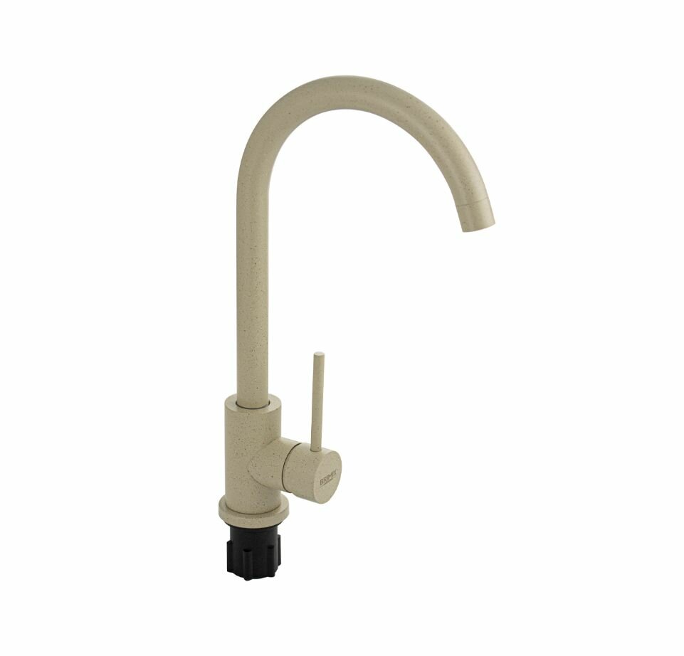 Смеситель для кухни, шаровый, С - образный излив, из нержавеющей стали марки 304, цвет светло-бежевый камень.