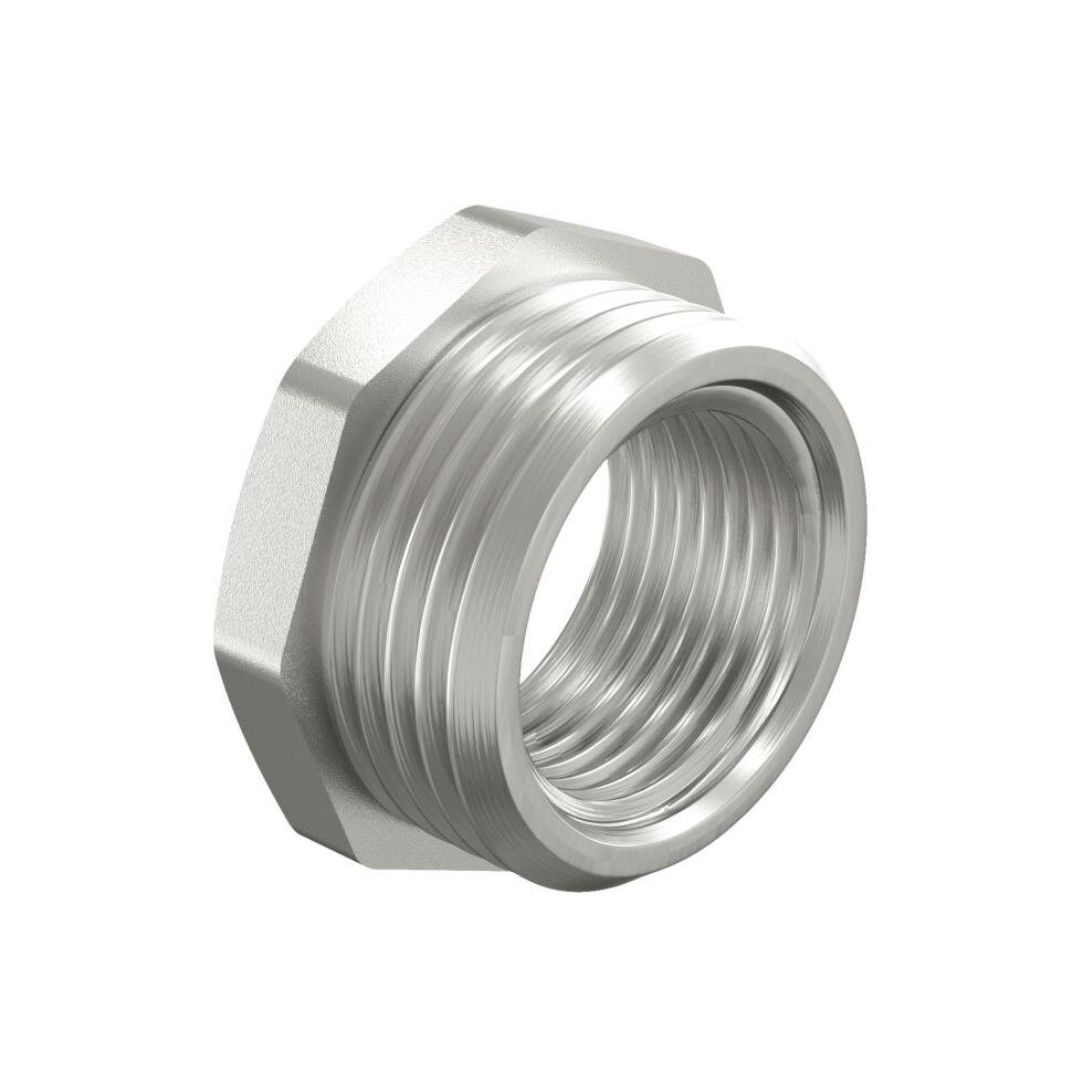 Футорка резьбовая DN15х8 Н 1/2" x В 1/4" латунь никель LD Pride