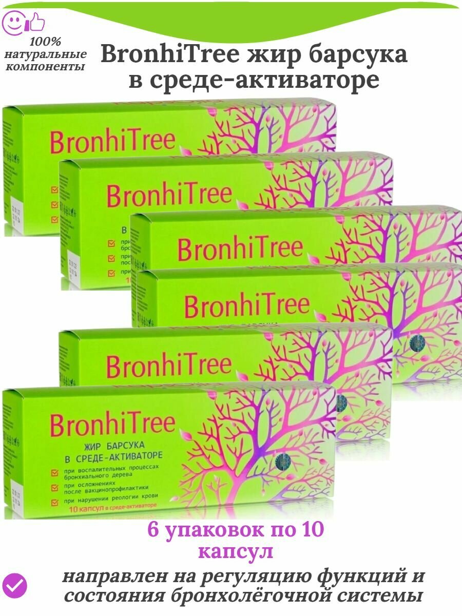 BronhiTree жир барсука в среде-активаторе, 60 капсул