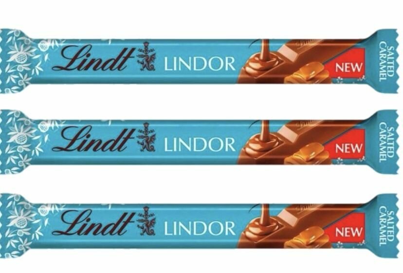 Lindt lindor salted caramel шоколад соленая карамель, 3х38 гр (из Финляндии)