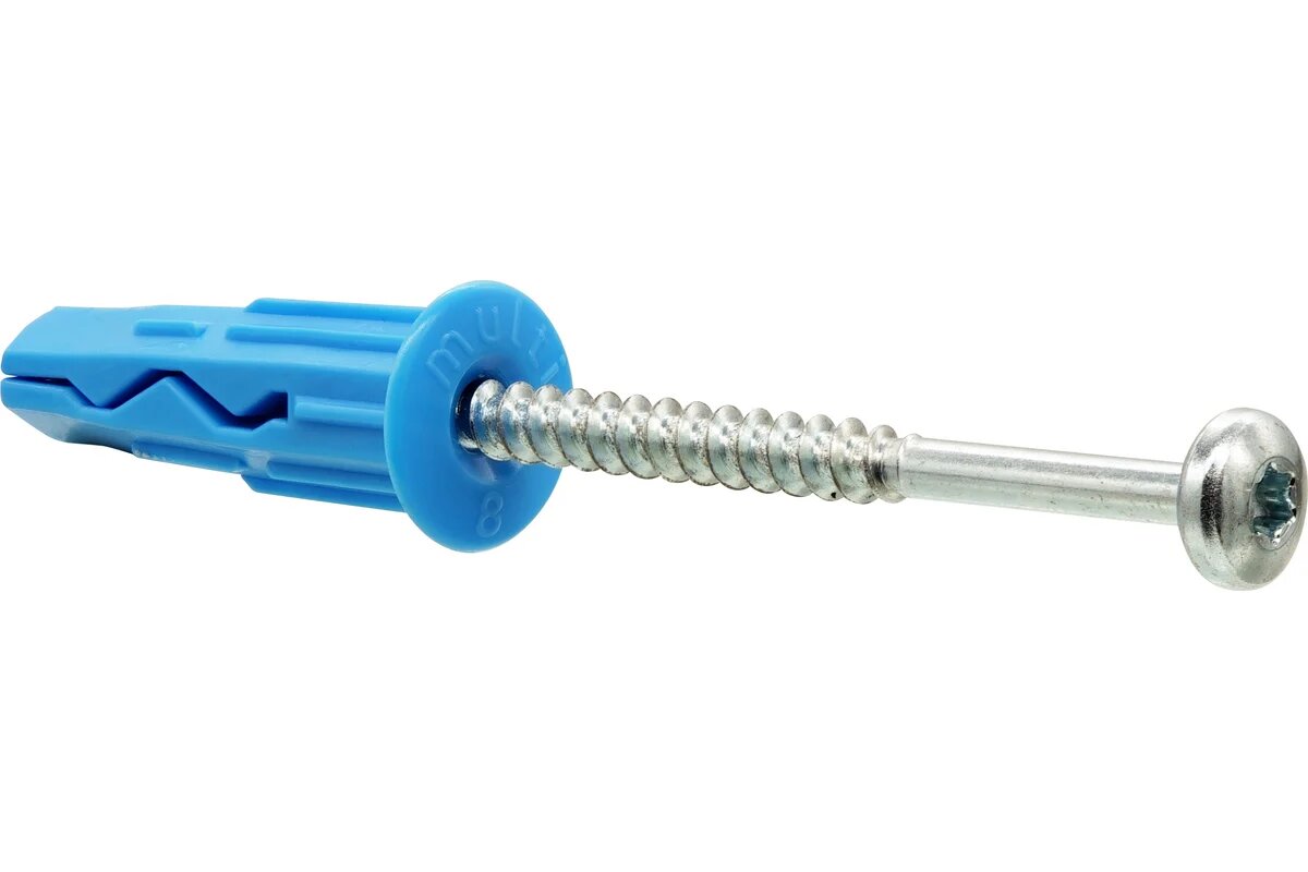 Европартнер Дюбель универсальный нейлоновый синий multi pro 8x32 с шурупом multi полукруг. голова неполная резьба tx15 zn 4,0x50 + бита tx (12 шт.) RB3 0140