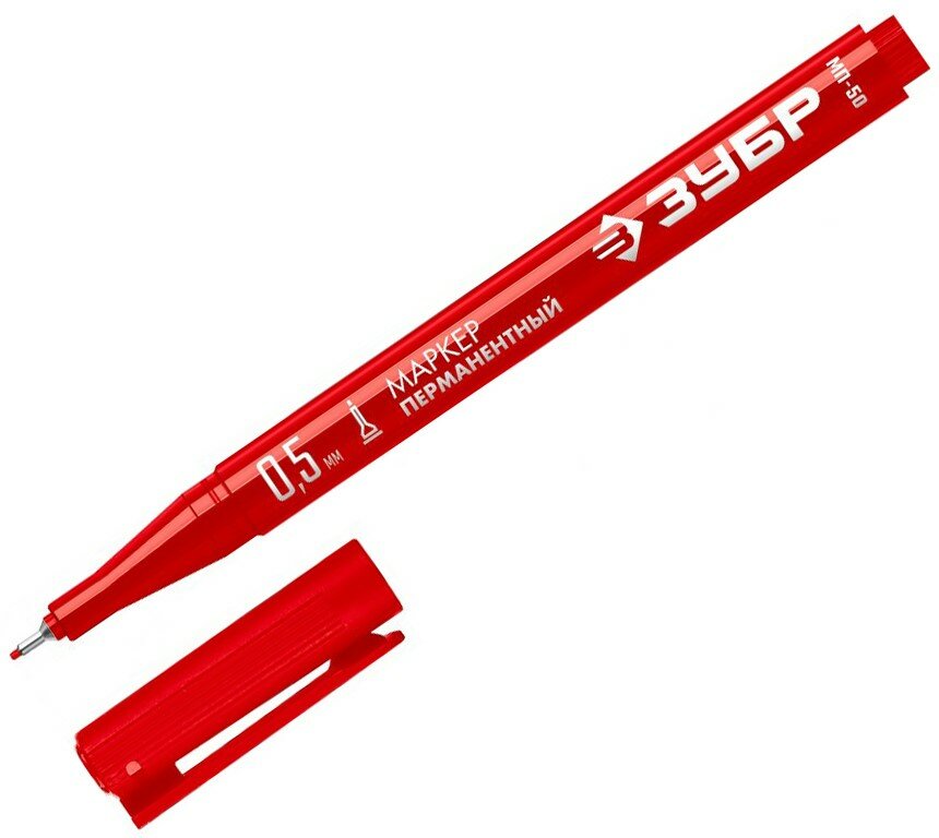 Маркер перманентный ЗУБР МП-50 красный, 0.5 мм