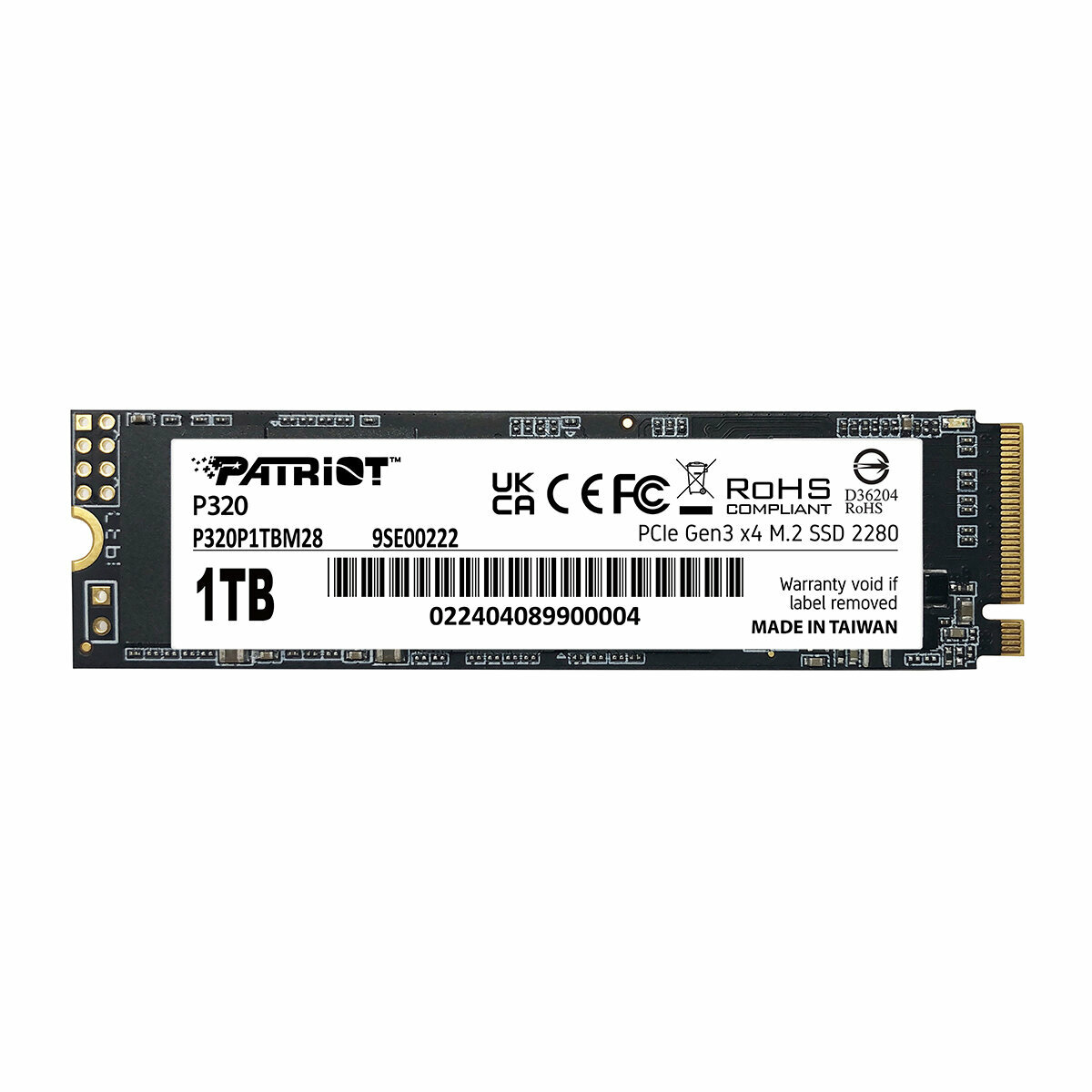 Твердотельный накопитель Patriot Memory P320 1024ГБ, M.2 2280, PCIe 3.0 x4, M.2 P320P1TBM28