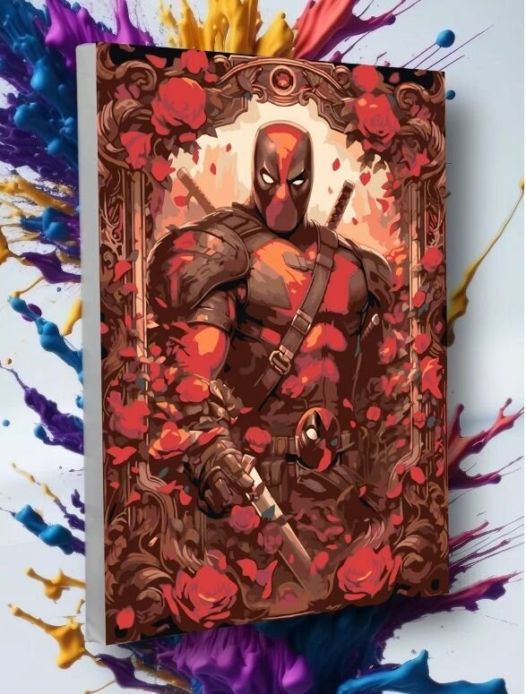 Картина по номерам Дэдпул Марвел Мстители Розы 40х50