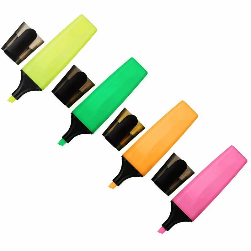 Маркер текстовыделитель 1-5мм набор 4цв/наб, пвх пакет (жел, зел, оран, роз), 2147058