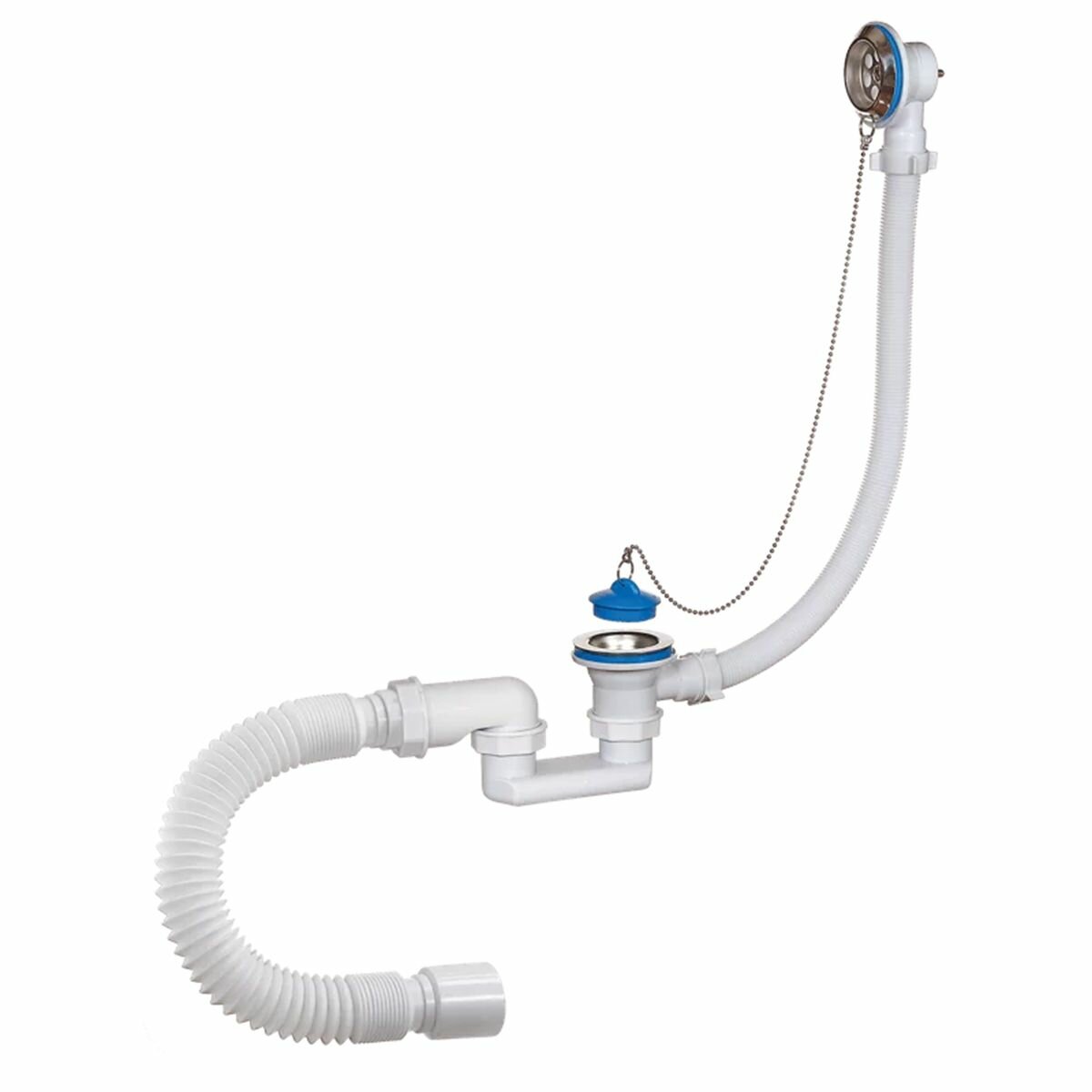 Сифон для ванн Orio 1 1-2"х40 мм плоский, с переливом и гофротрубой