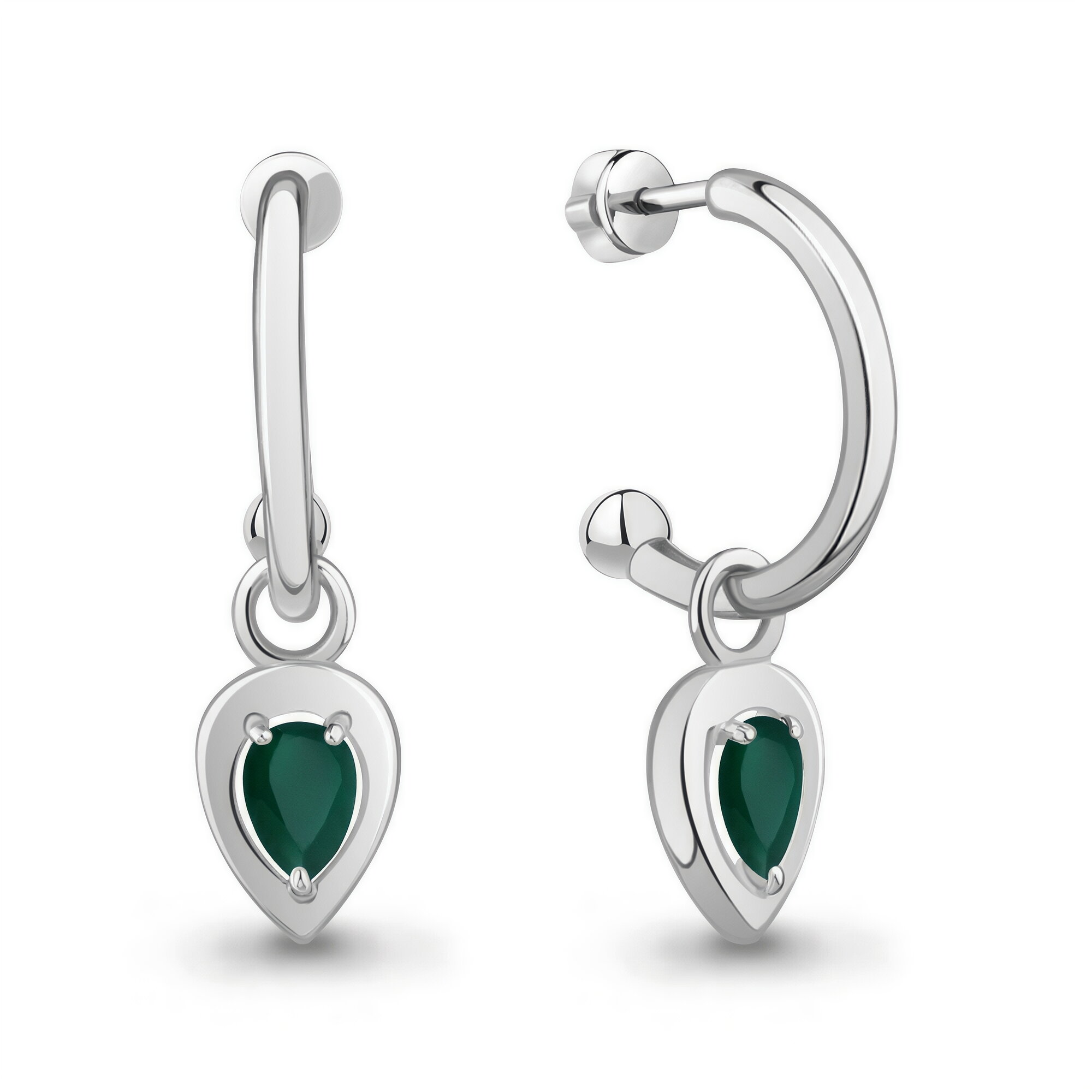 Серьги с подвесками, трансформеры, серебро, 925 проба, родирование, агат