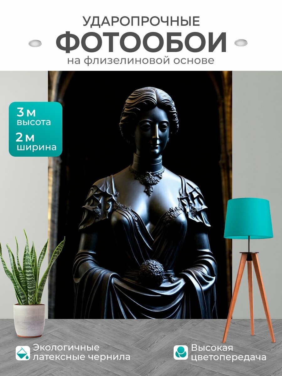 Фотообои моющиеся ударопрочные на кухню "В стиле готический, с изображением черных скульптур, отражающих мрак" 200x300 см. флизелиновые на стену