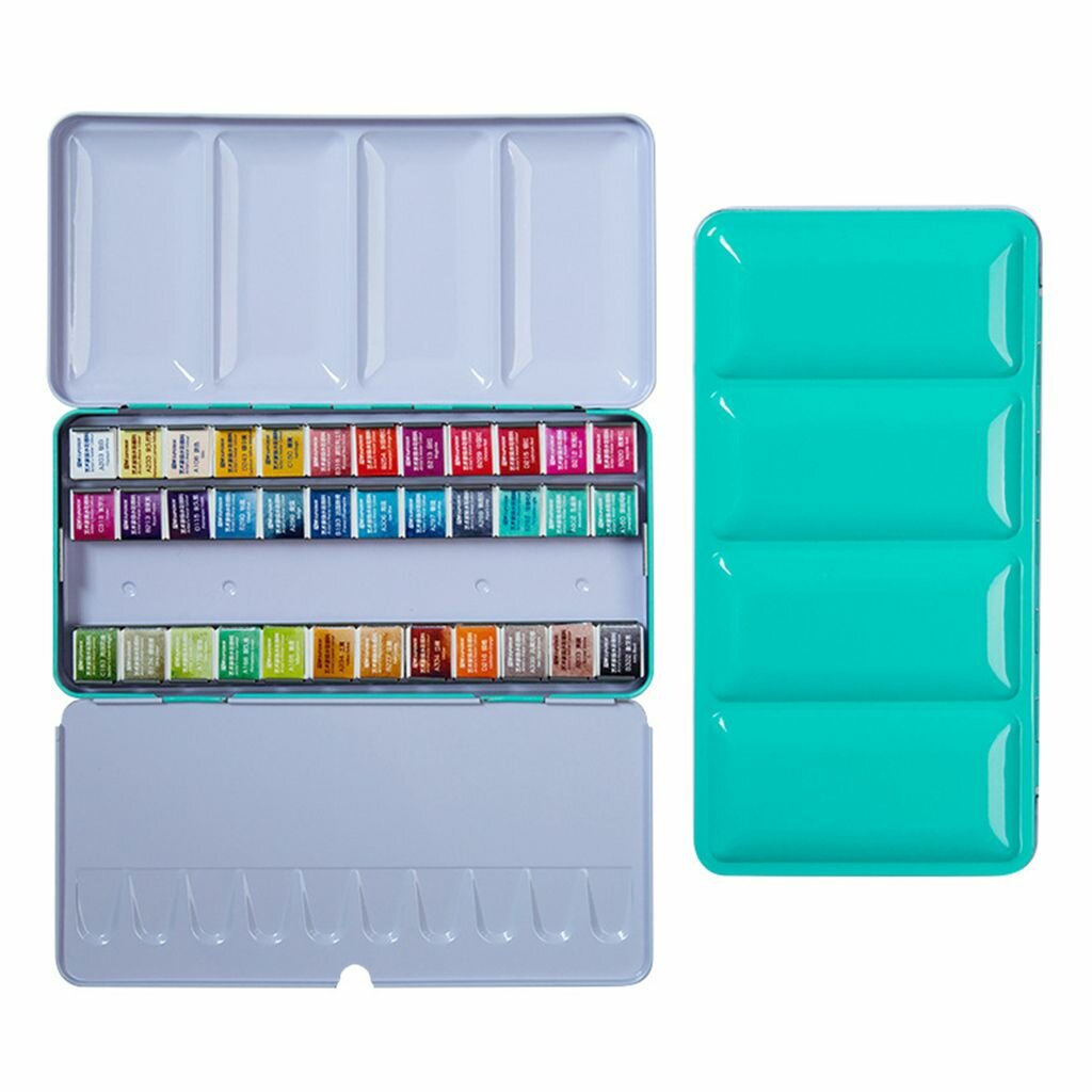 Набор однотонных акварельных красок-Синяя коробка-36 цветов