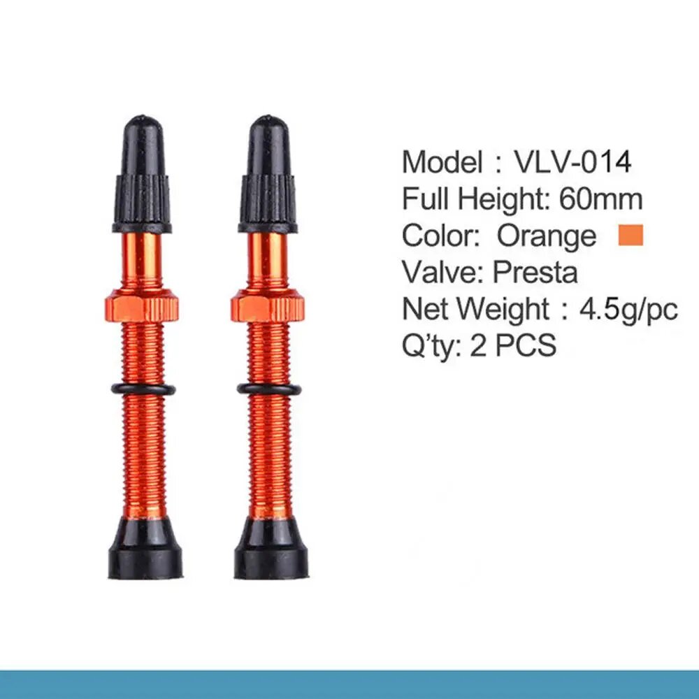 Бескамерные шинные клапаны Presta 48 мм, 60 мм, 2 шт. Оранжевый, orange-60mm