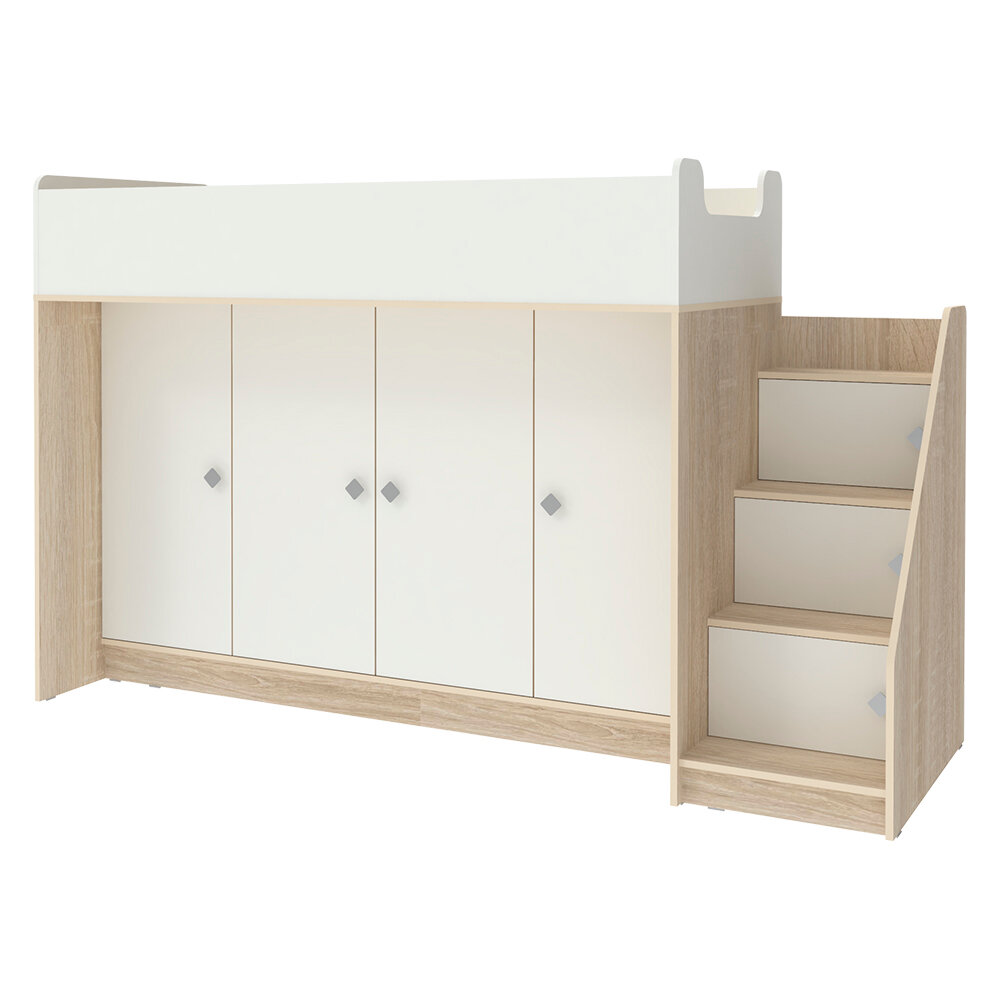 Кровать чердак Л-43.5.1 Дуб Сонома Белый