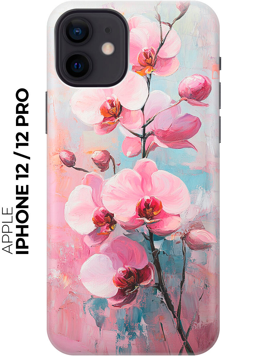 Силиконовый чехол на Apple iPhone 12 / 12 Pro с принтом "Розовая орхидея"