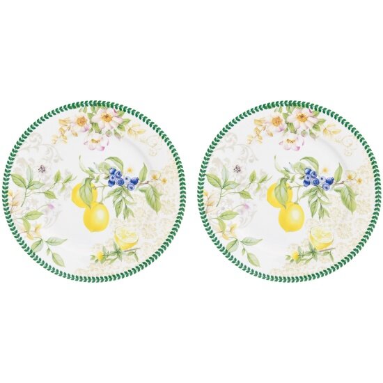 Набор круглых тарелок Elan Gallery Лимоны 2 предмета 19х19х2 см (420176)