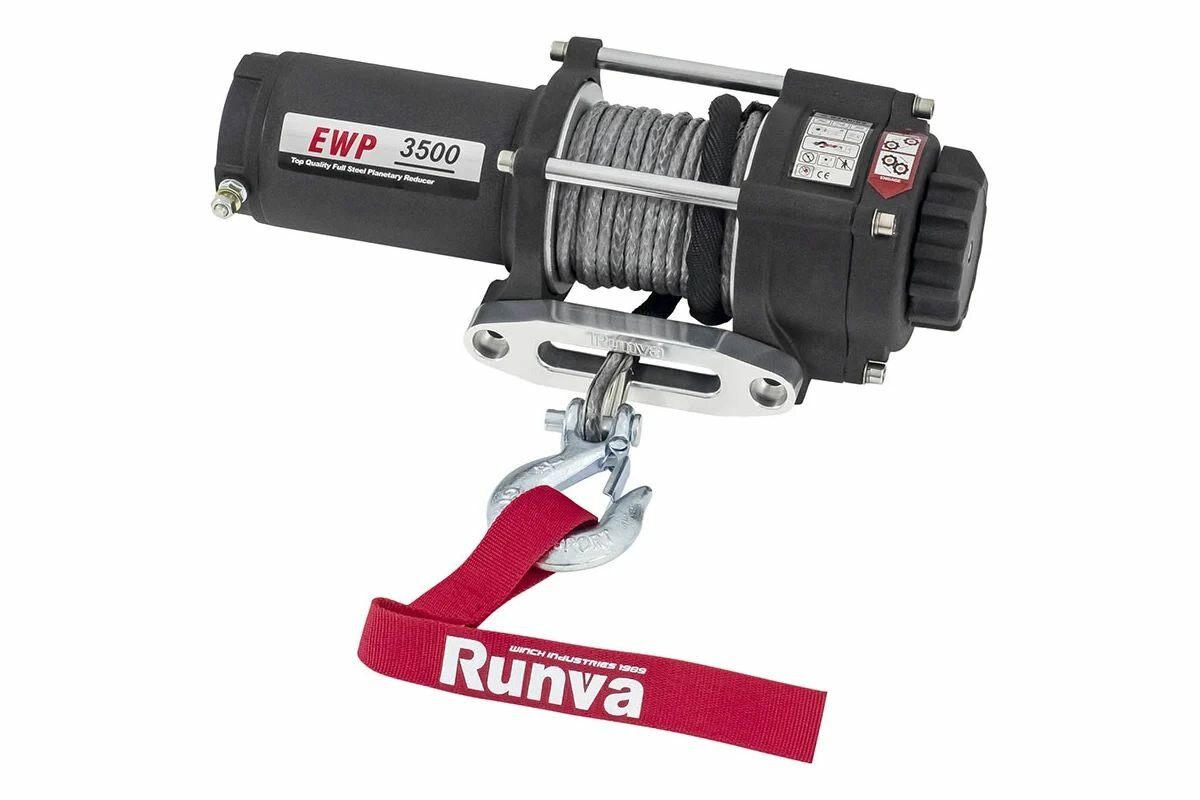 RUNVA Лебёдка электрическая 12V 3500A lbs 1588 кг синтетический трос EWP3500ASR
