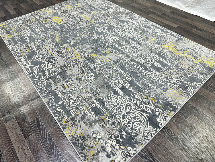 Ковер, Прямой, Серый, Белый, Золотисто-жёлтый, Современный, Классический, на пол, в гостиную, спальню, в ассортименте (80 см. на 150 см.)