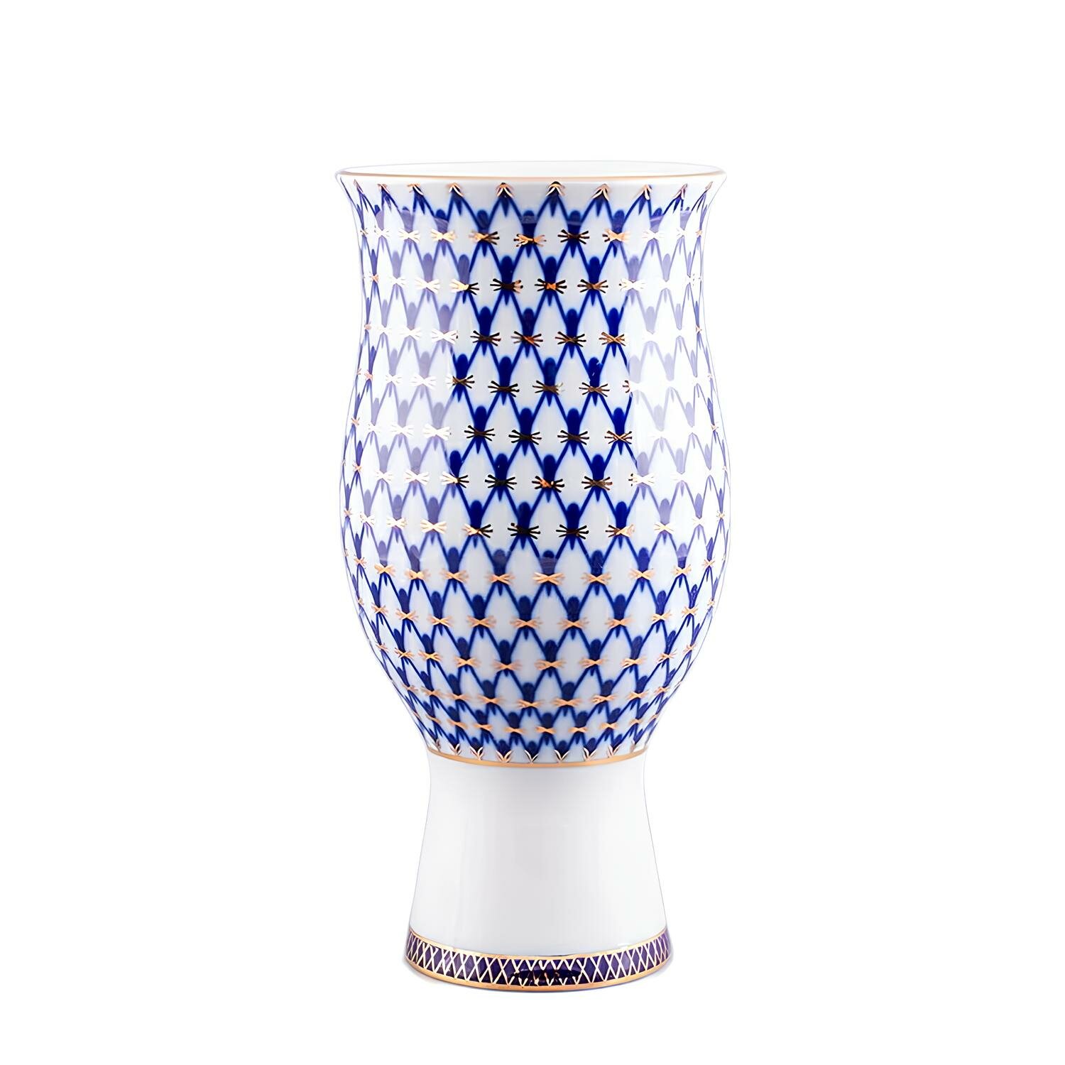 Ваза ИФЗ Цветок, Кобальтовая сетка, 23.8см, настольная, фарфор, подарочная упаковка 80.74815.00.1