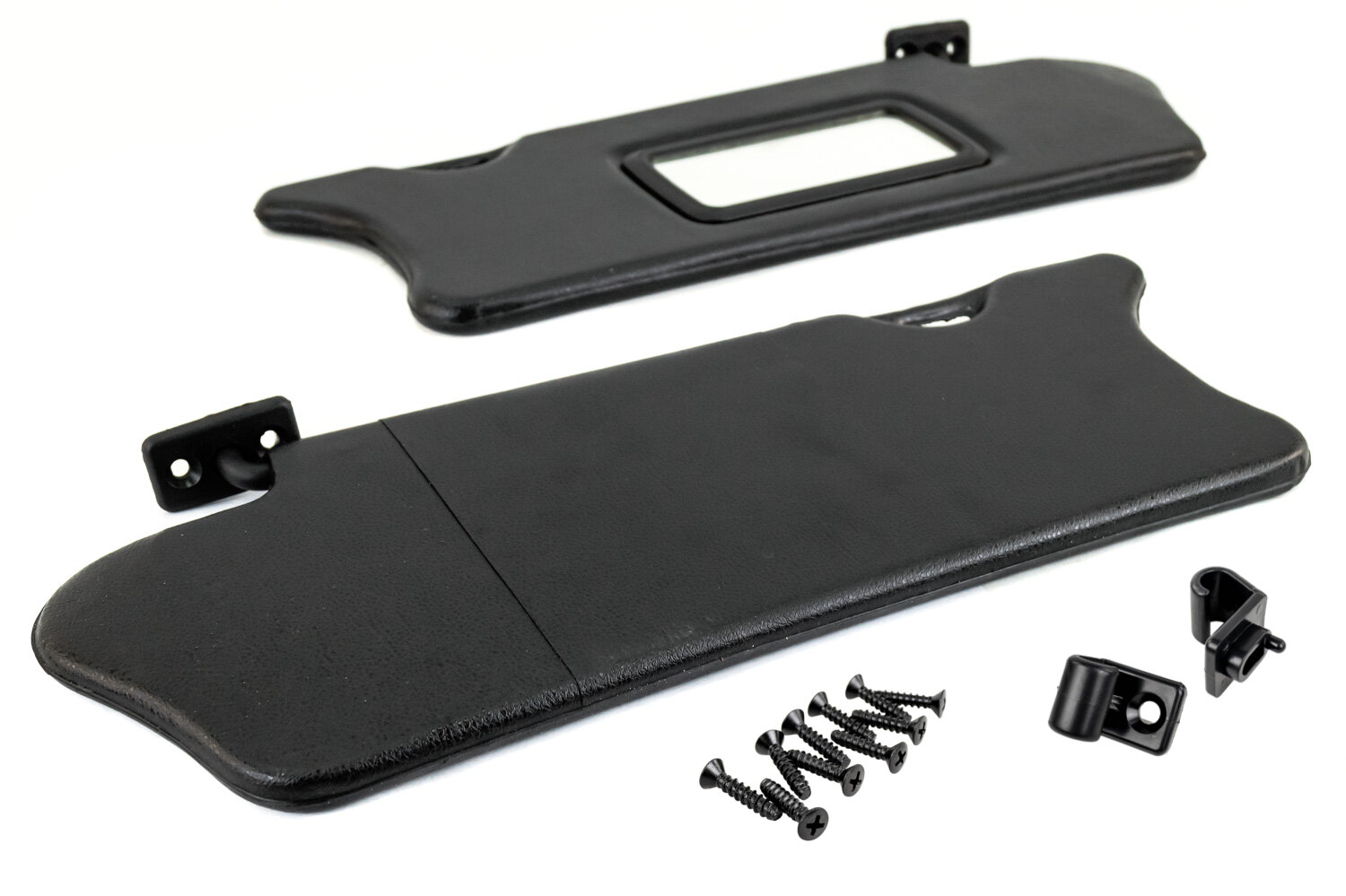 Козырьки солнцезащитные черные с зеркалом, крючками и комплектом саморезов на ВАЗ 2110-2112