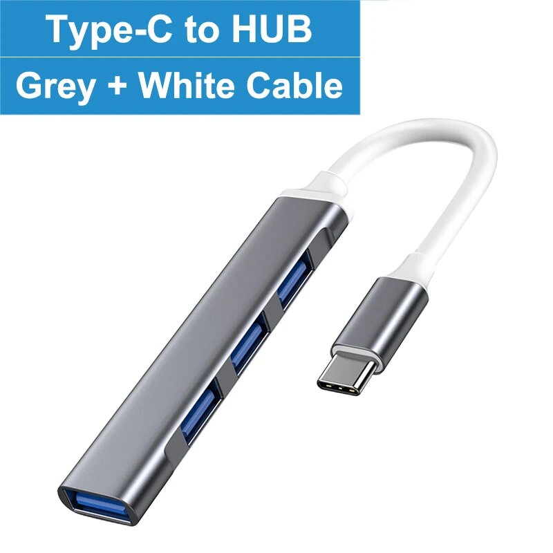 USB хаб IPUMYNO 4 порта USB 3.0 для Macbook Type-C Gray