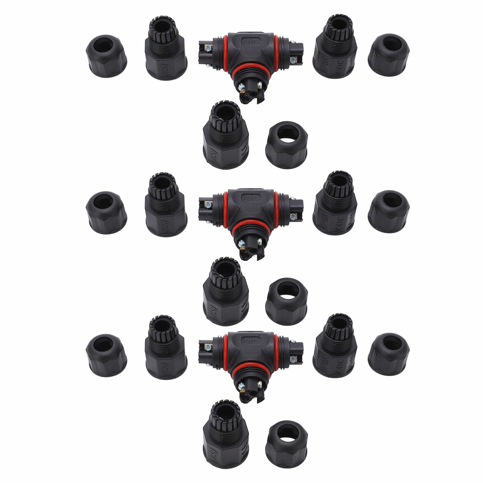 3-контактный разъем распределительной коробки, 3-контактный IP68, водонепроницаемый силиконовый уплотнительный круглый кабельный разъем для светодиодных наружных светильников