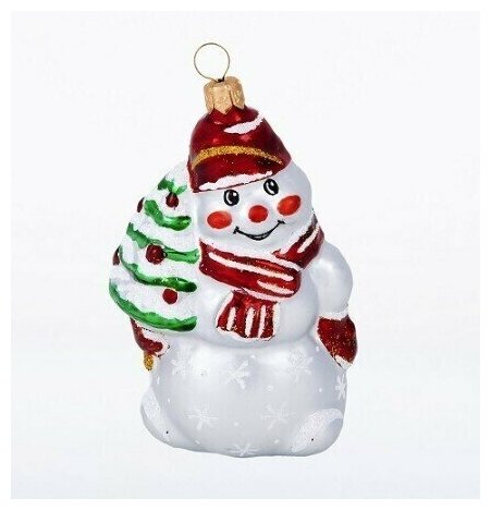Елочная игрушка Снеговик с ёлкой