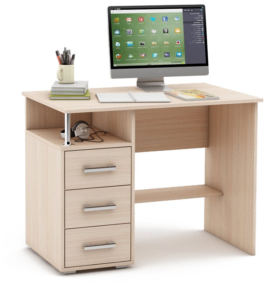 Компьютерный стол "Амбер (Реал) 4", с ящиками и полками, ЛДСП, 97х60х75 см