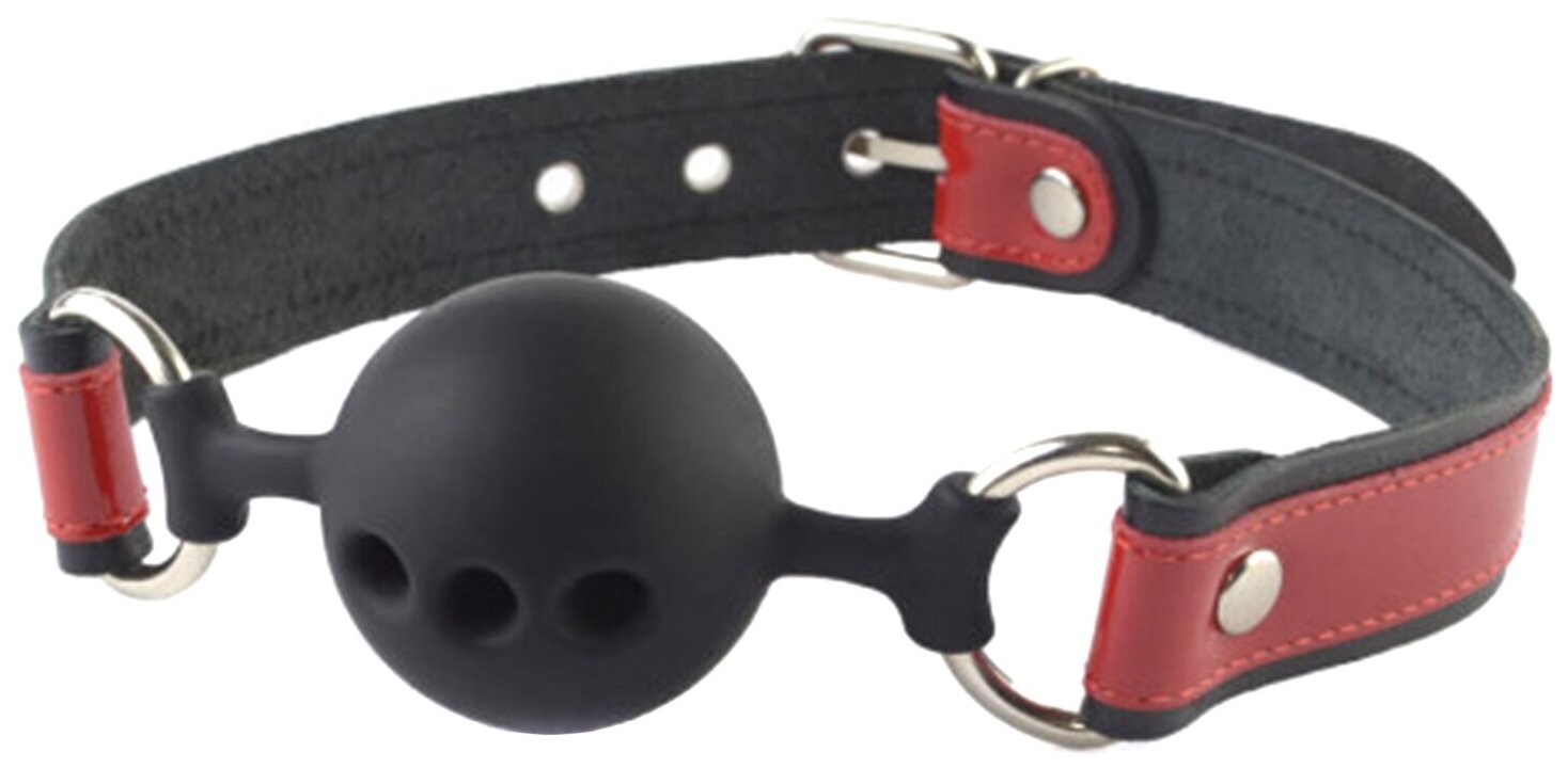 Кляп Sitabella, для BDSM, силикон/кожа/термопластичная резина, диаметр 4 см