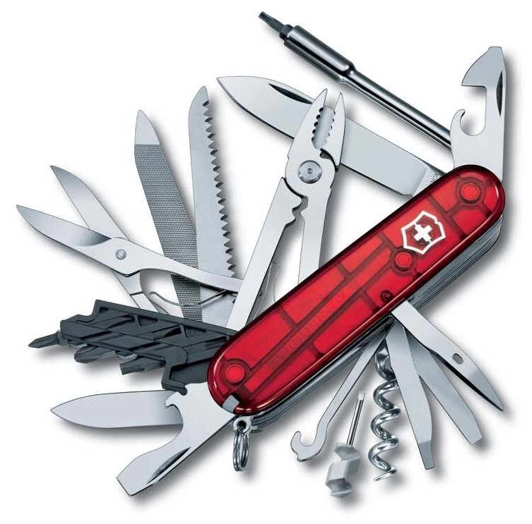 Нож перочинный VICTORINOX CyberTool 41, 91 мм, 39 функций, полупрозрачный красный, 1.7775. T
