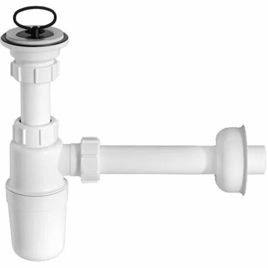 Сифон бутылочный Mcalpine MRW1, 1 1/4" х 32 мм с выпуском 60 мм нерж. решетка, проба, выход 32 мм компрес.