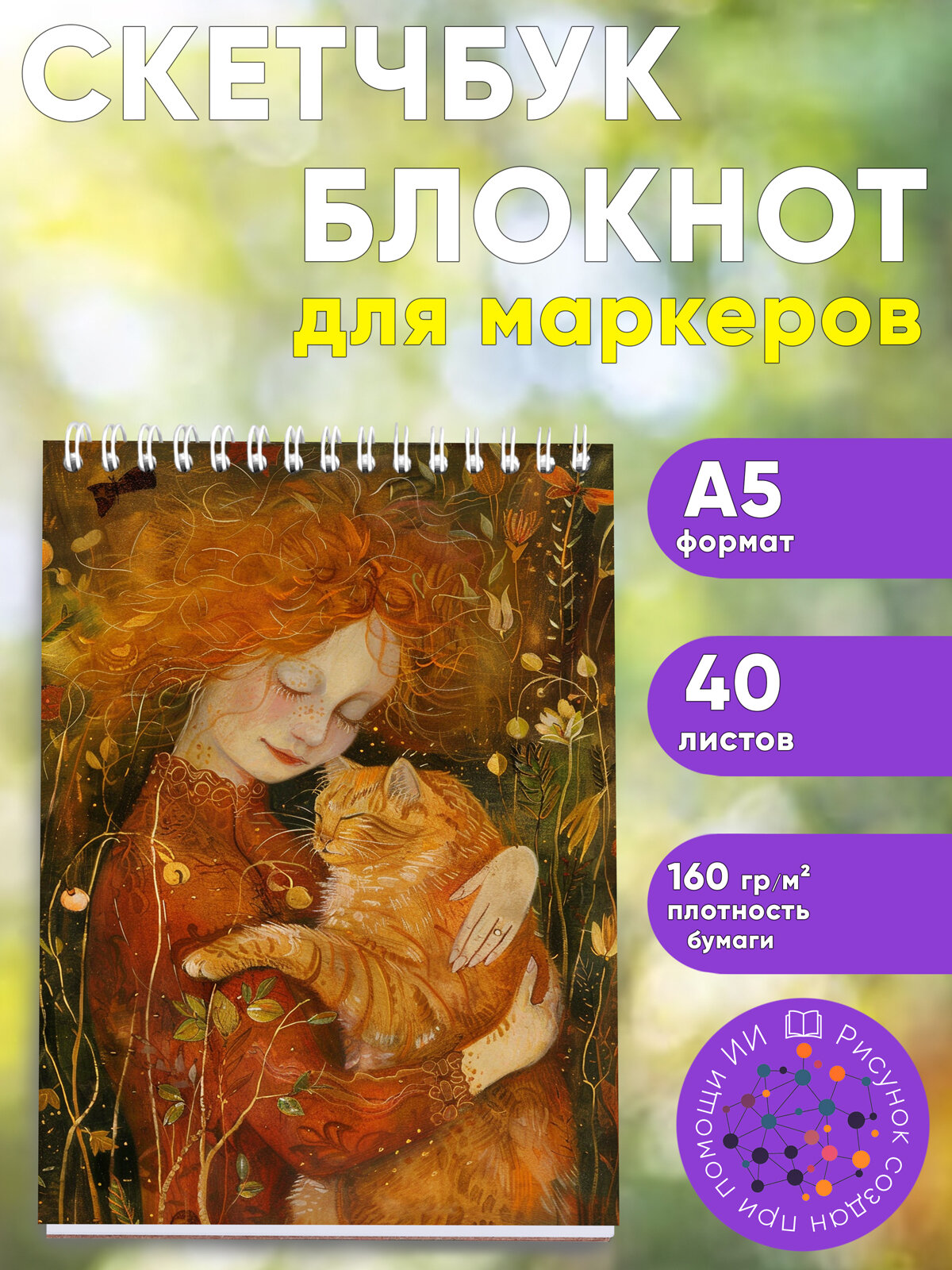 Скетчбук Я и мой кот , А5 (размер 17 x 23 см)