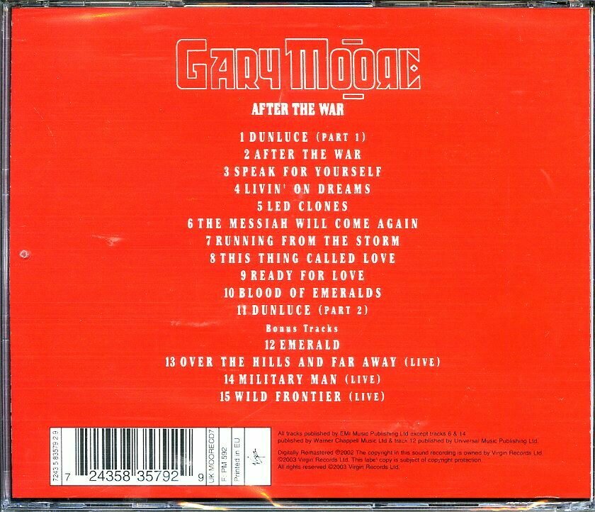 GARY MOORE - After The War 1989 г. — фото 1
