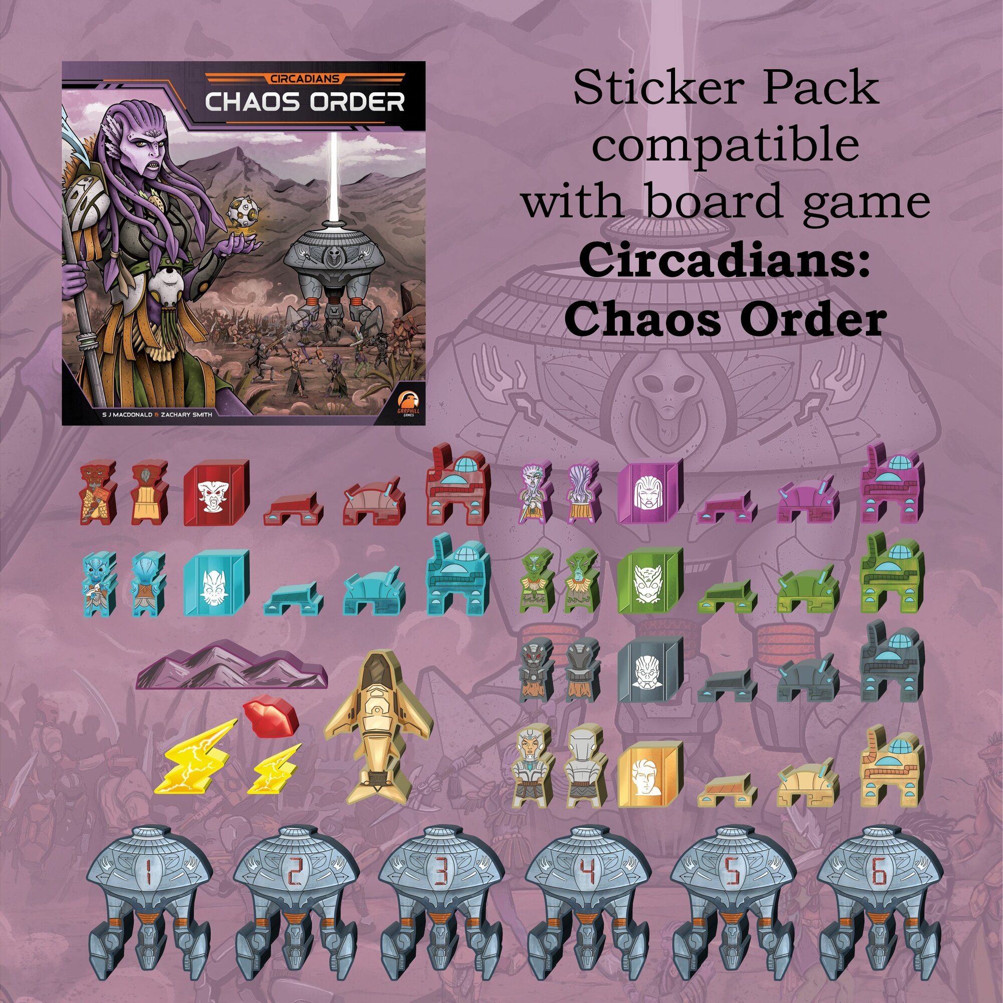 Стикерпак для настольной игры Circadians: Chaos Order (Циркадианцы. Власть хаоса)