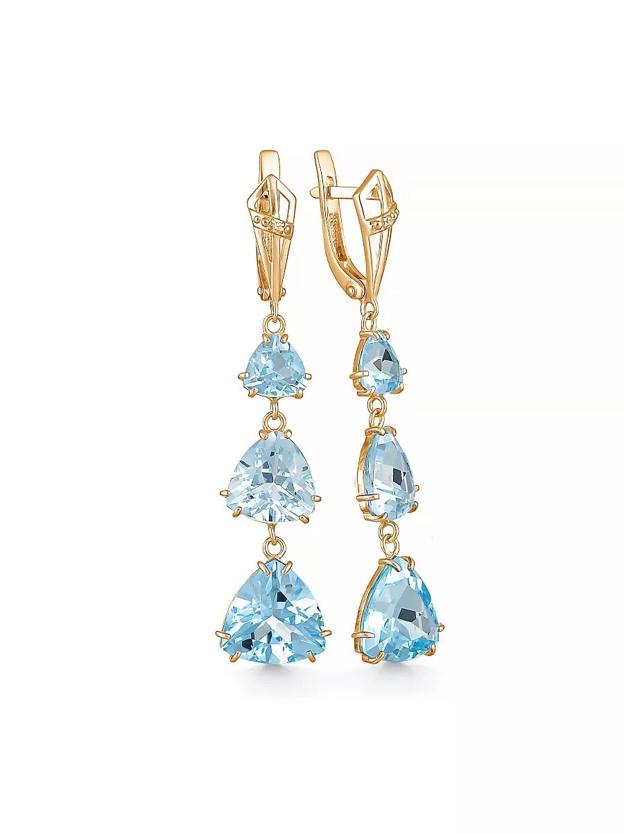 Серьги, красное золото, 585 проба, топаз, бриллиант