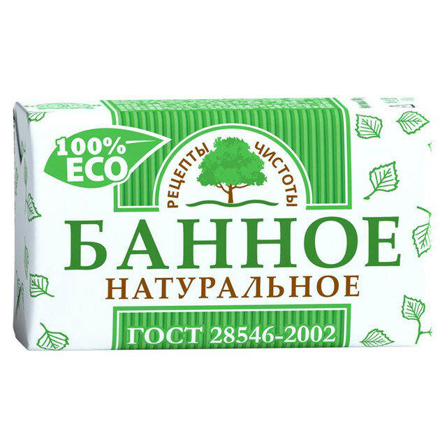 Рецепты чистоты Банное мыло 180 г - натуральное очищение и уход за кожей без отдушек