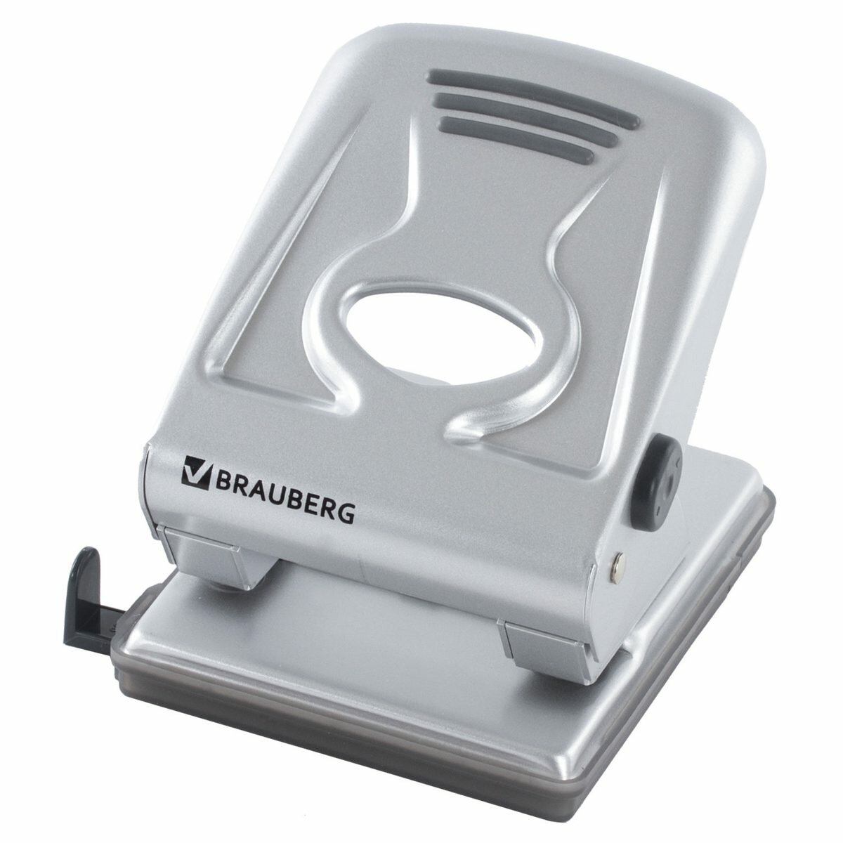 Дырокол Brauberg Metallic, до 40 листов, серебристый (224342)
