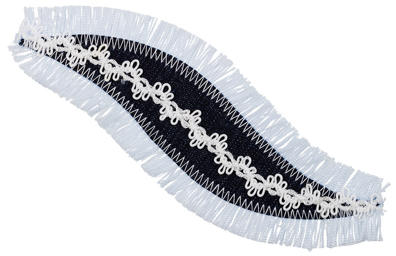 BLITZ термоаппликация джинсовая волна В1/7 с кружевом 14х5 см на одежду и изделия