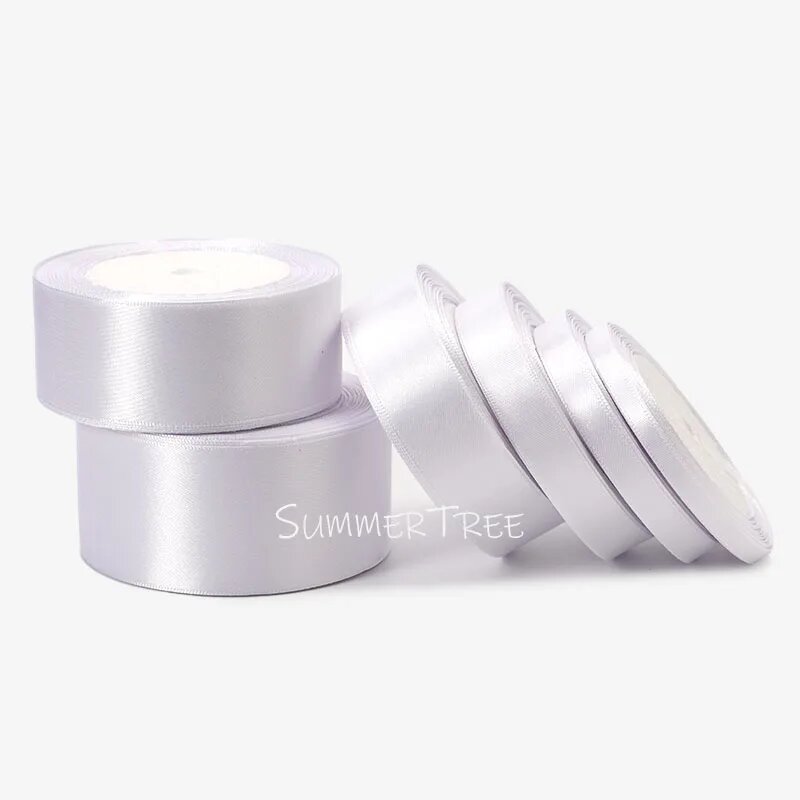 Атласная лента белая 25 мм, 25 ярдов SUMMERTREE