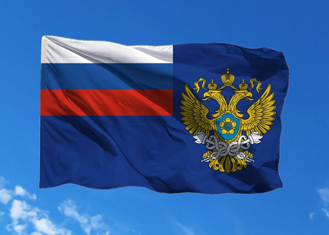 Флаг Росфинмониторинга Федеральной службы по финансовому мониторингу РФ 90х135 см на сетке для уличного флагштока