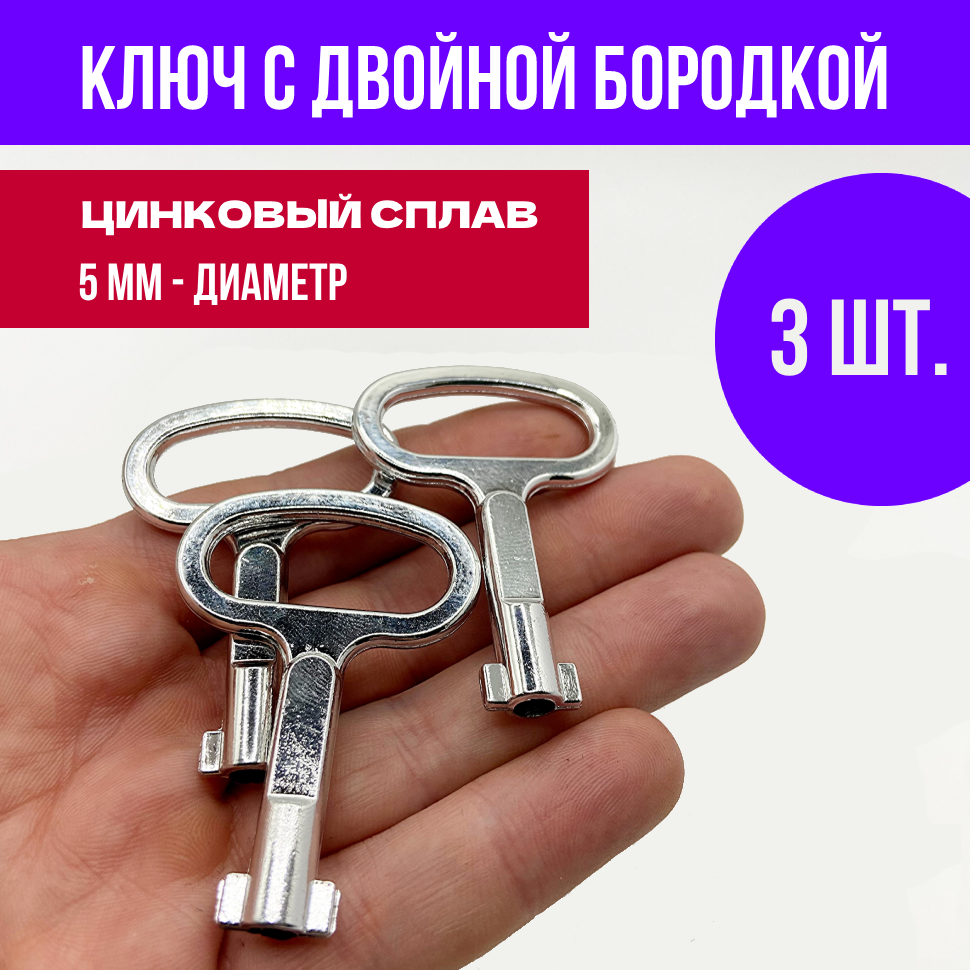 Ключ для электрощита с двойной бородкой 3 шт.