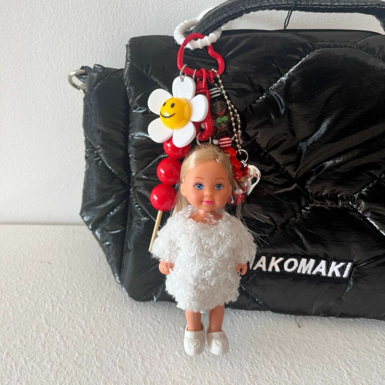 Кулон "Теннис Барби", плюшевый, белый, рождественский, для девочек