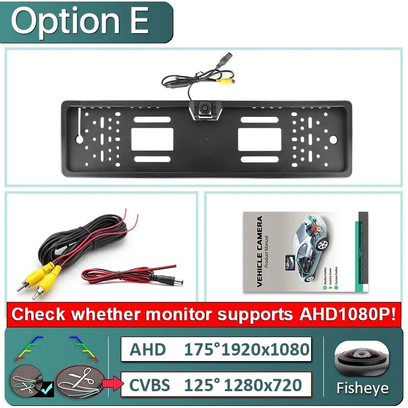 170 градусов 1920x1080P AHD ЕС Европейский автомобиль заднего вида номер номерной E-AHD1080P-175deg