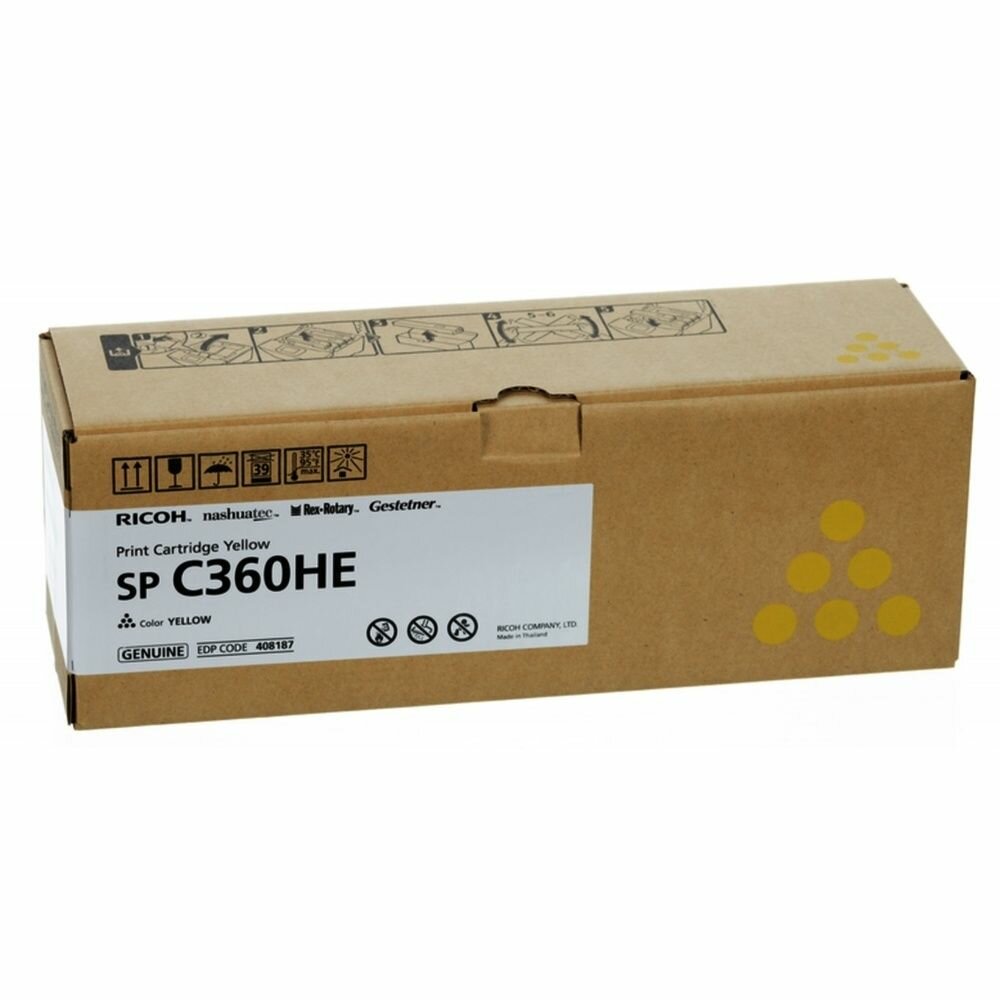 Тонер-картридж Ricoh SP C360HE, желтый, повышенной емкости, для SP C360D/C360S (408187)