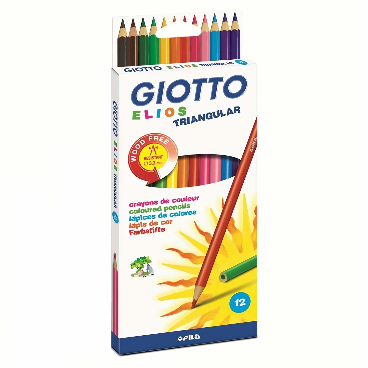 Цветные карандаши Giotto "Фила", Elios Giant, Jumbo, 12 оттенков, трехгранные (221500)
