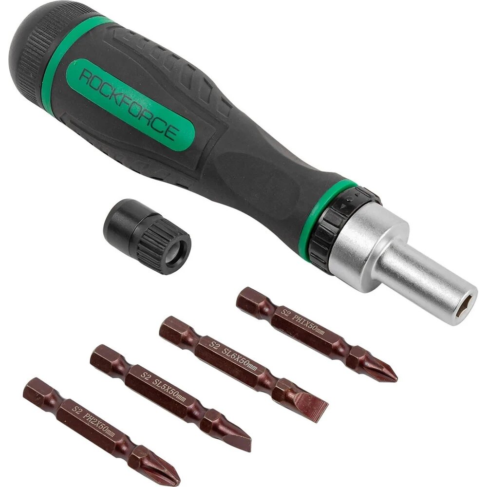 Реверсивная отвертка 5 в 1 с набором бит Rockforce RF-32805MR(52175)